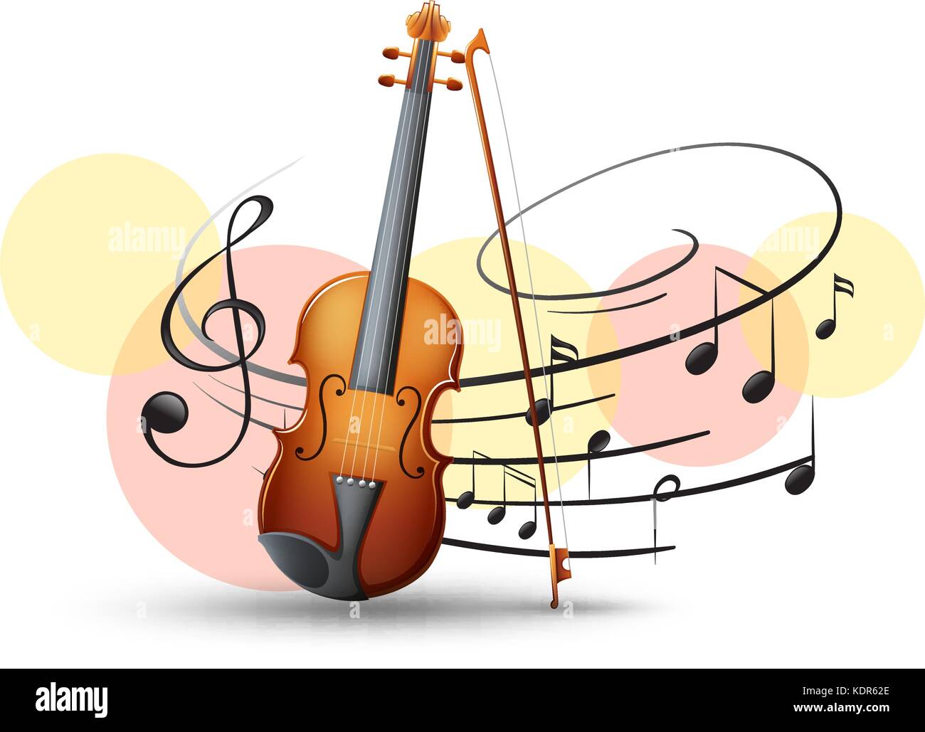 Violin with music notes in background illustration Stock Vector Image ...