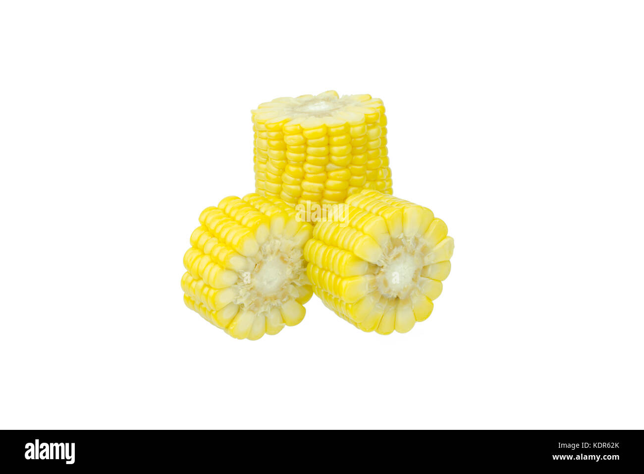 sliced piece of yellow corn isolated on white Stock Photo - Alamy