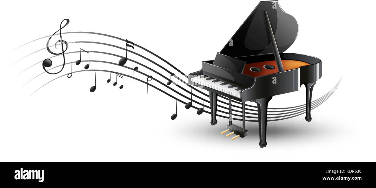 Grand piano with music notes illustration Stock Vector Image & Art - Alamy