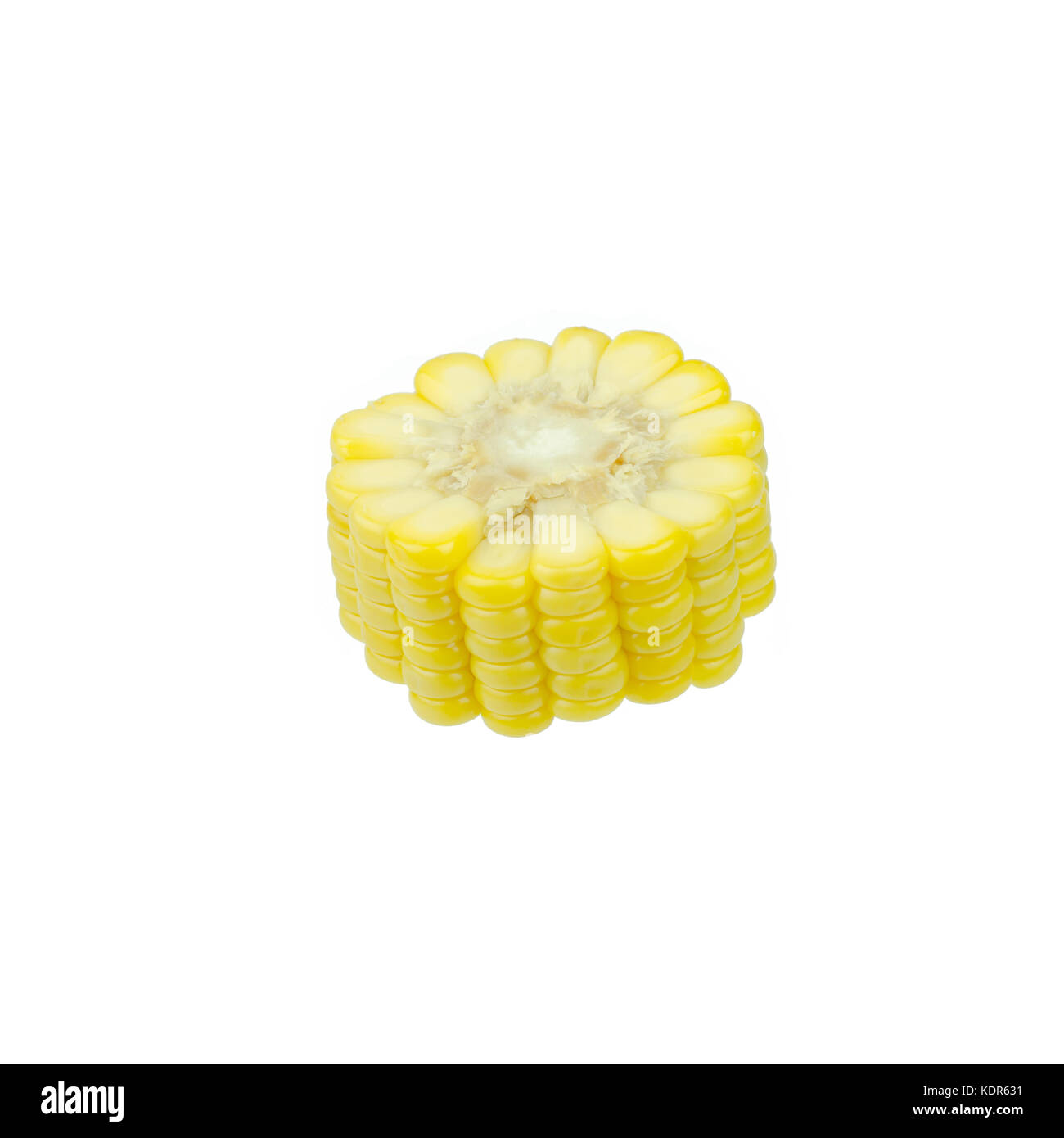 sliced piece of yellow corn isolated on white Stock Photo - Alamy