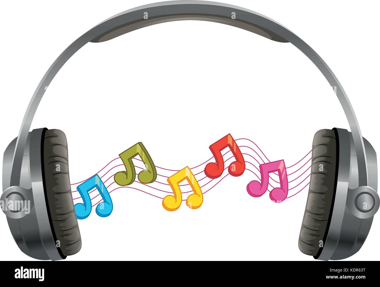 Headphone with music notes on white background illustration Stock ...
