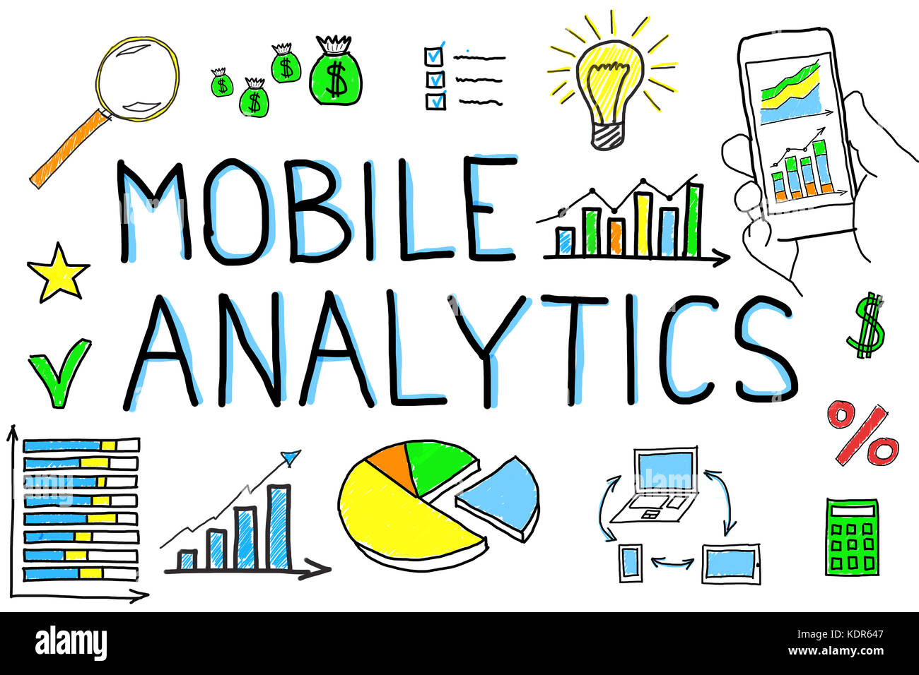 Illustrative Diagram Of Mobile Analytics Concept On White Background ...