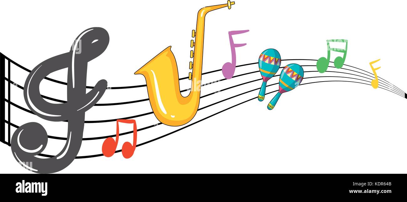 Music notes and instrument background design illustration Stock Vector ...