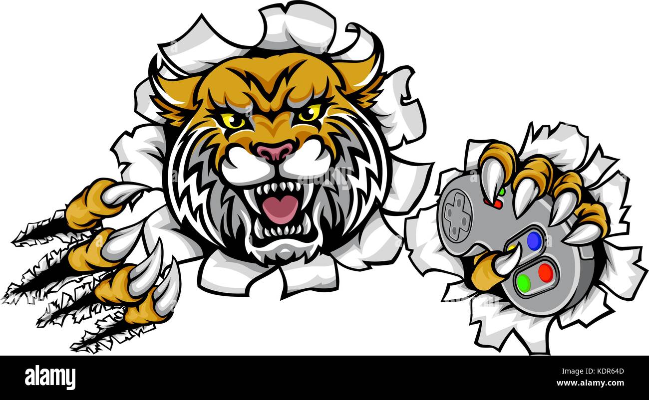 Wildcat Gamer Bobcat Esports Mascot Stock Vector Image & Art - Alamy