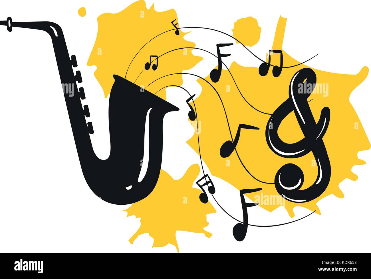 Saxophone with music notes in background illustration Stock Vector ...
