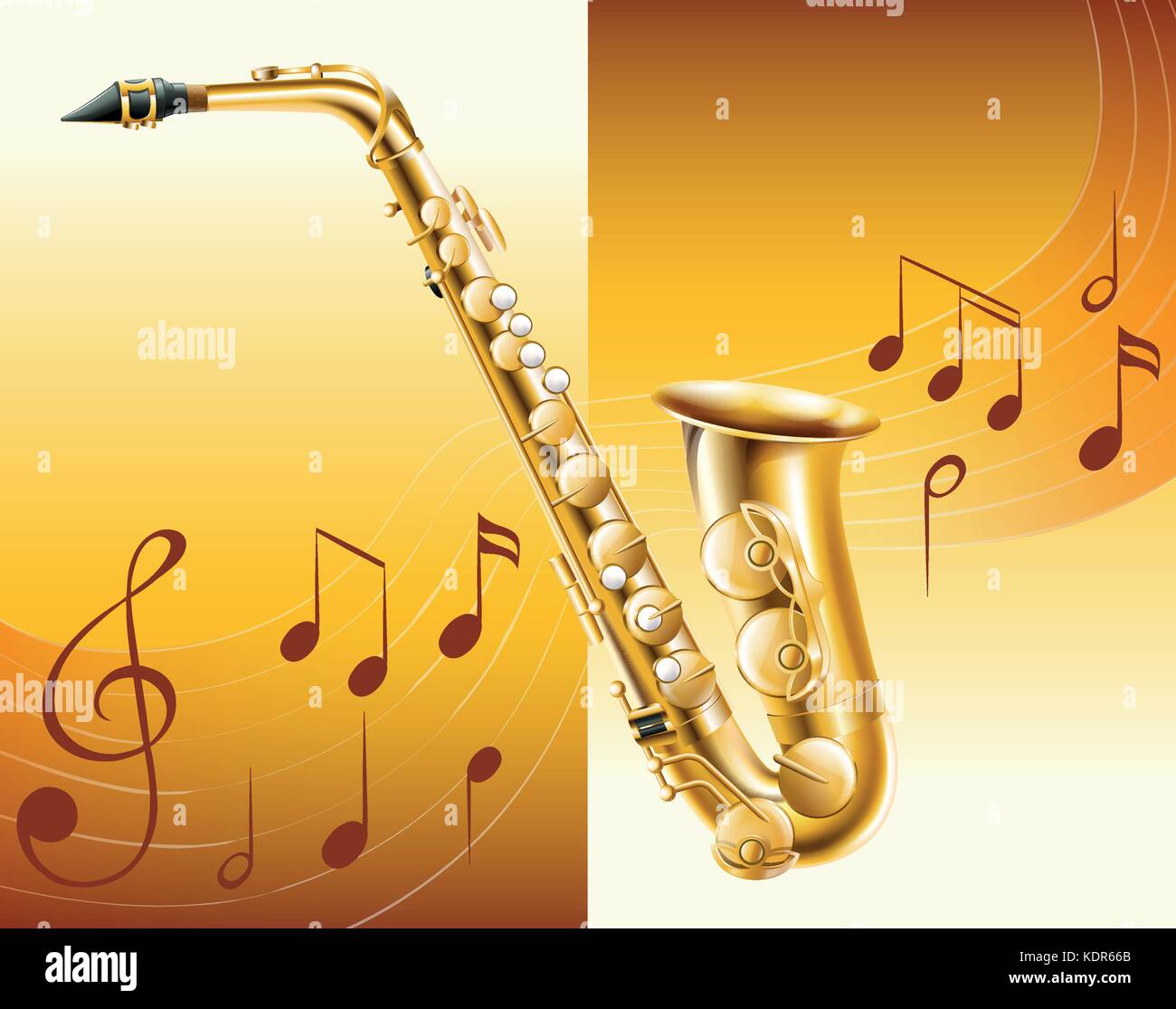 Saxophone with music notes in background illustration Stock Vector ...