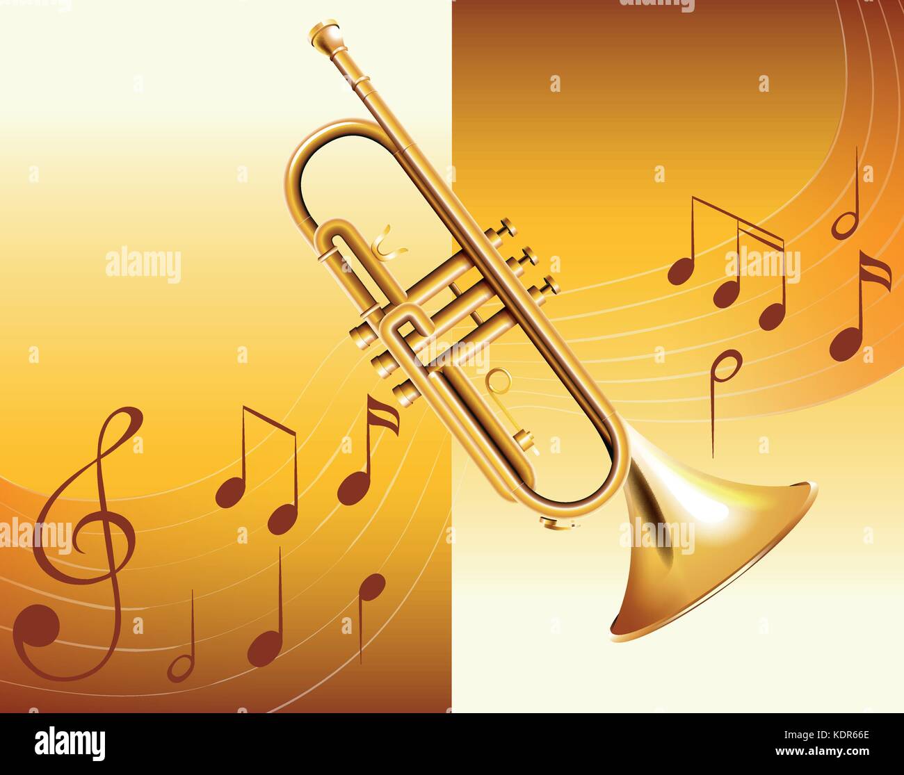 Trumpet and music notes in background illustration Stock Vector Image ...