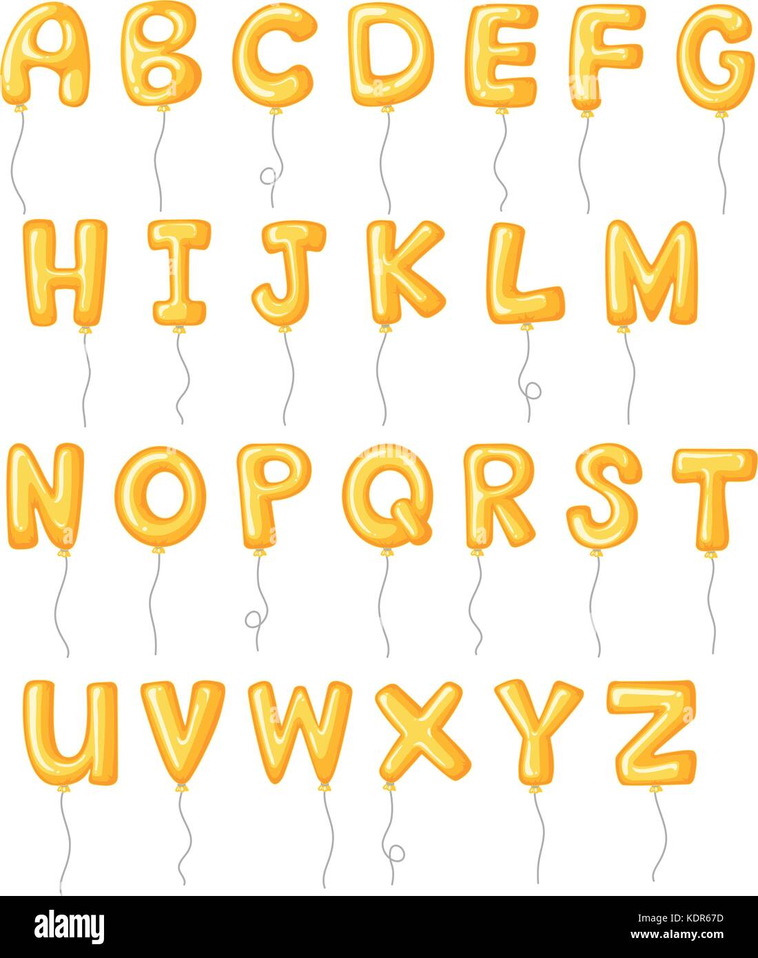 Alphabet design with yellow balloons illustration Stock Vector Image ...