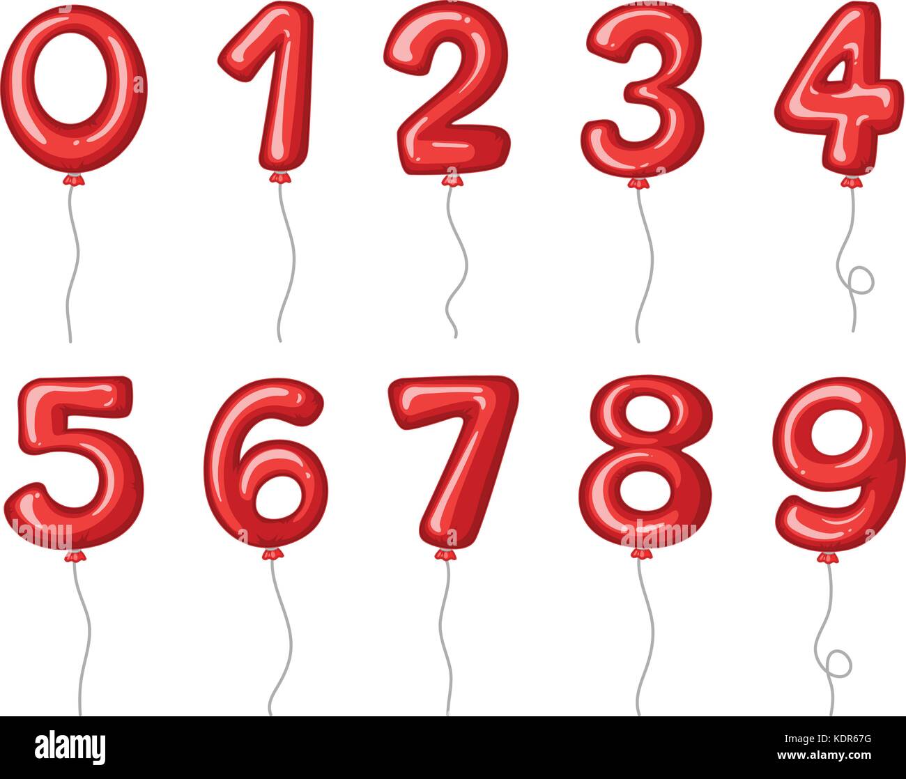 Red balloons shaped in numbers illustration Stock Vector Image & Art ...