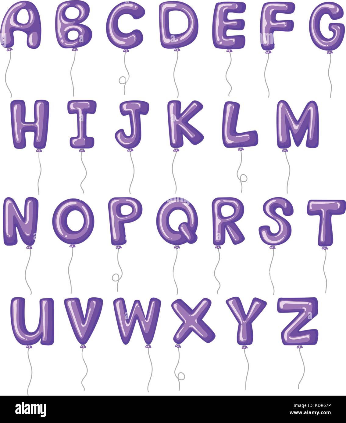 Balloon alphabets in purple color illustration Stock Vector Image & Art ...