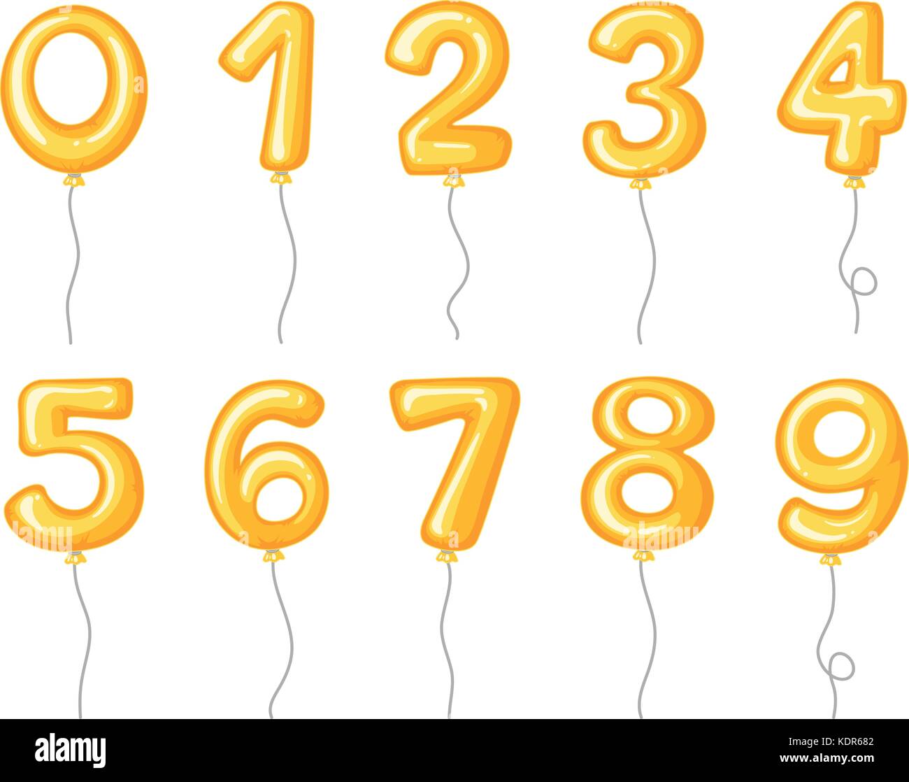Yellow balloons shaped of numbers illustration Stock Vector Image & Art ...
