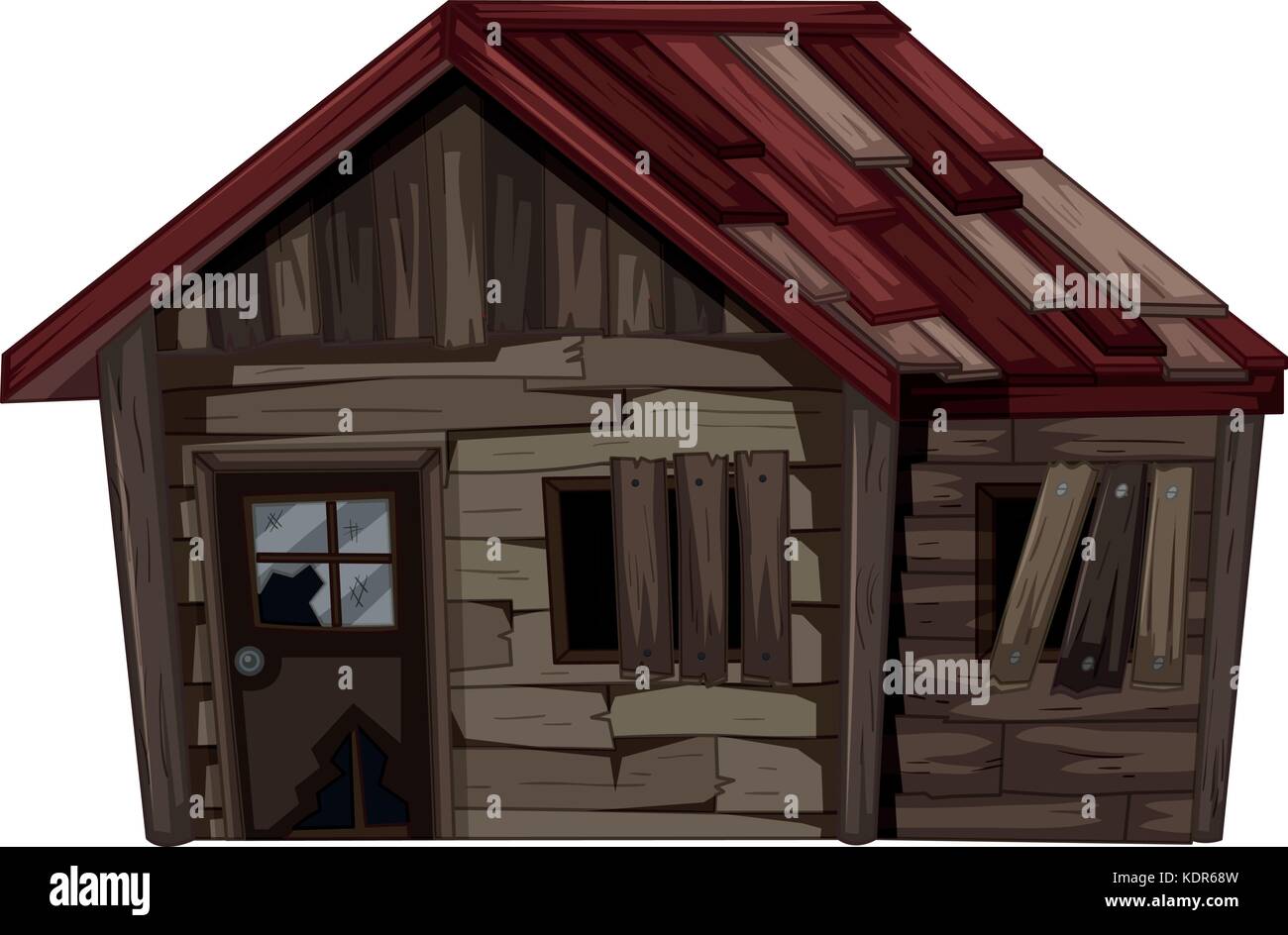 Wooden house with very bad condition illustration Stock Vector Image ...