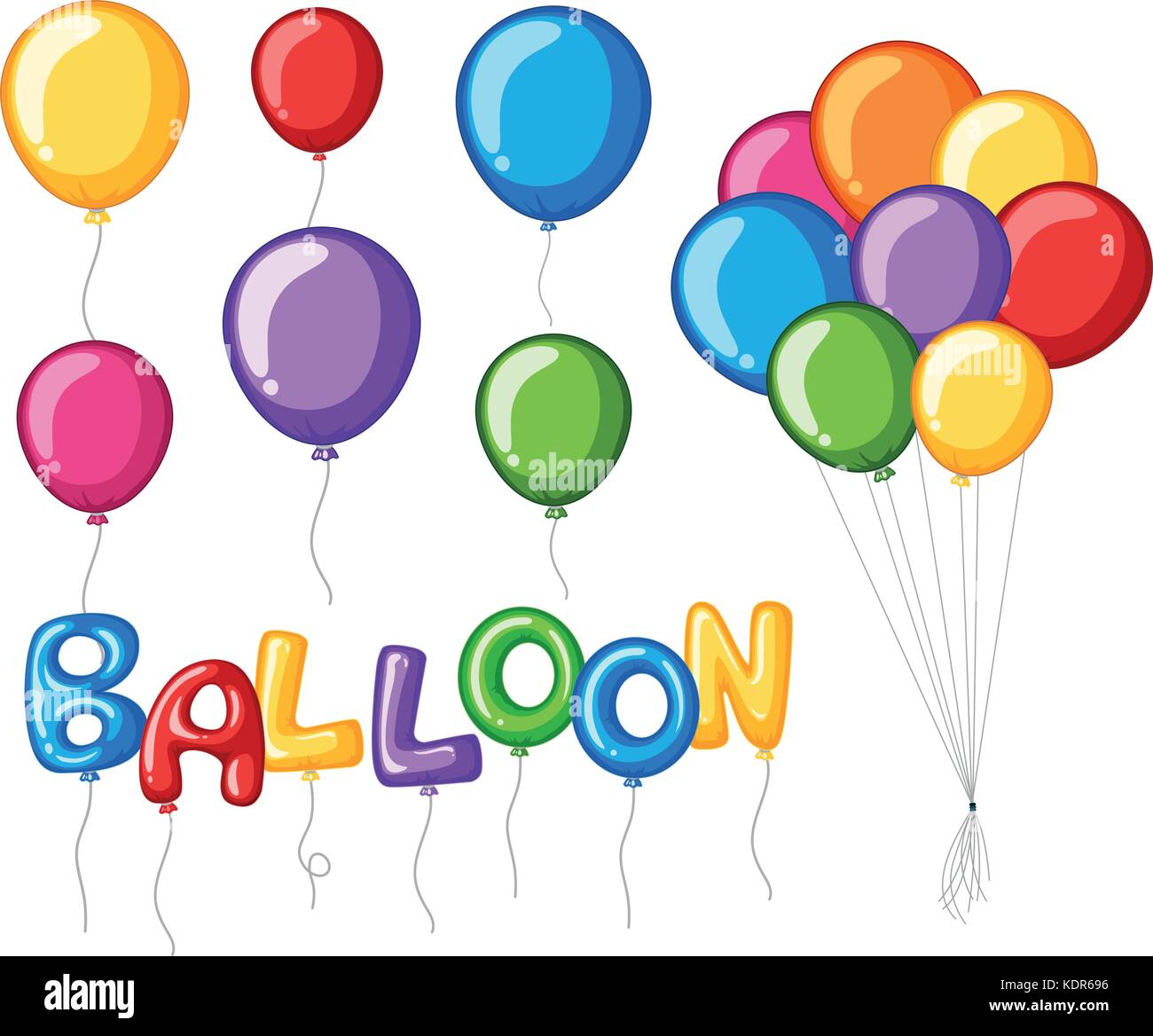 Colorful balloons with word balloon illustration Stock Vector Image ...