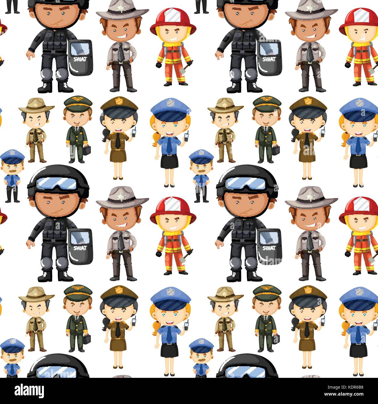Seamless background with different kinds of jobs illustration Stock ...
