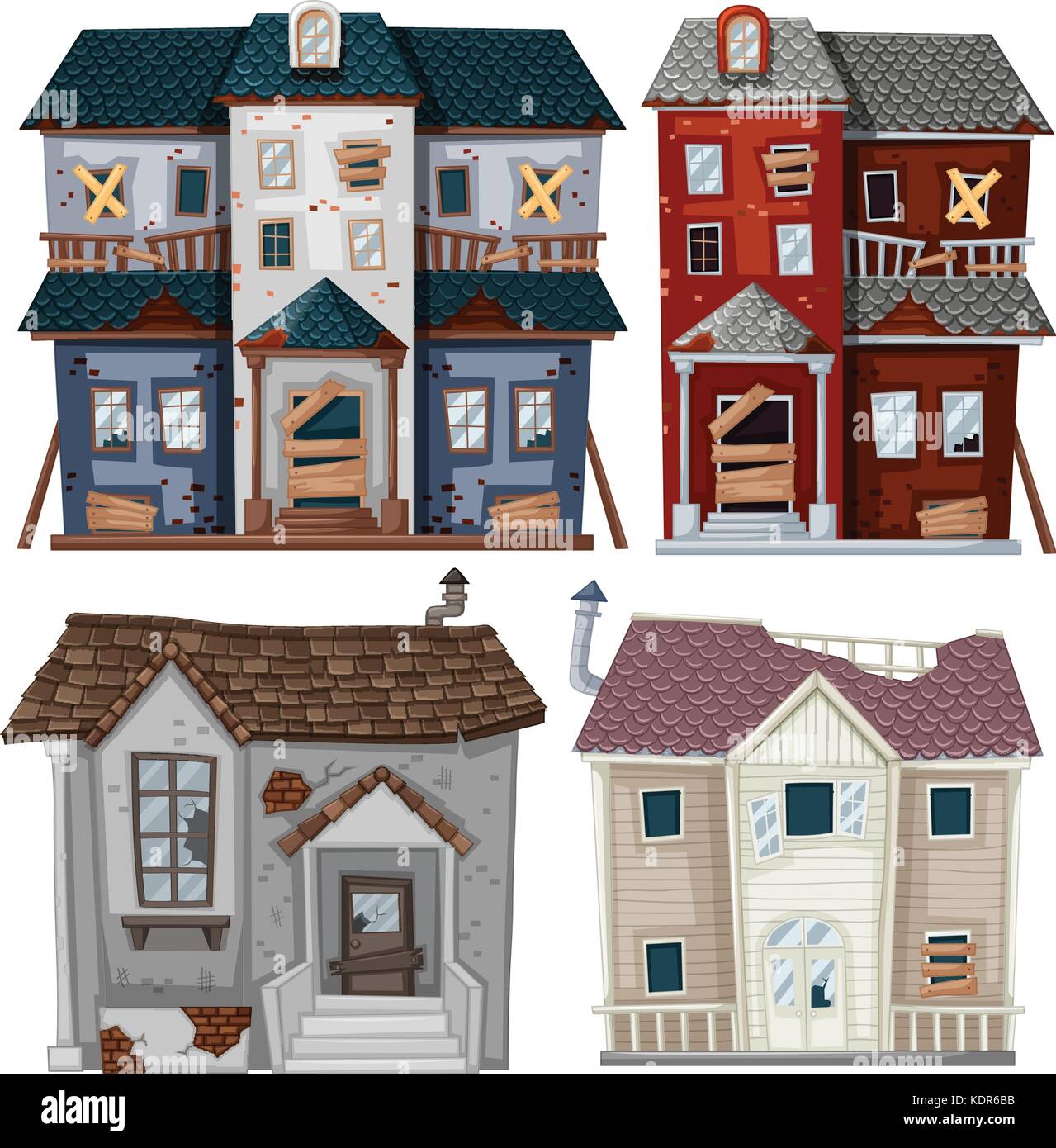Old houses in very bad condition illustration Stock Vector Image & Art ...