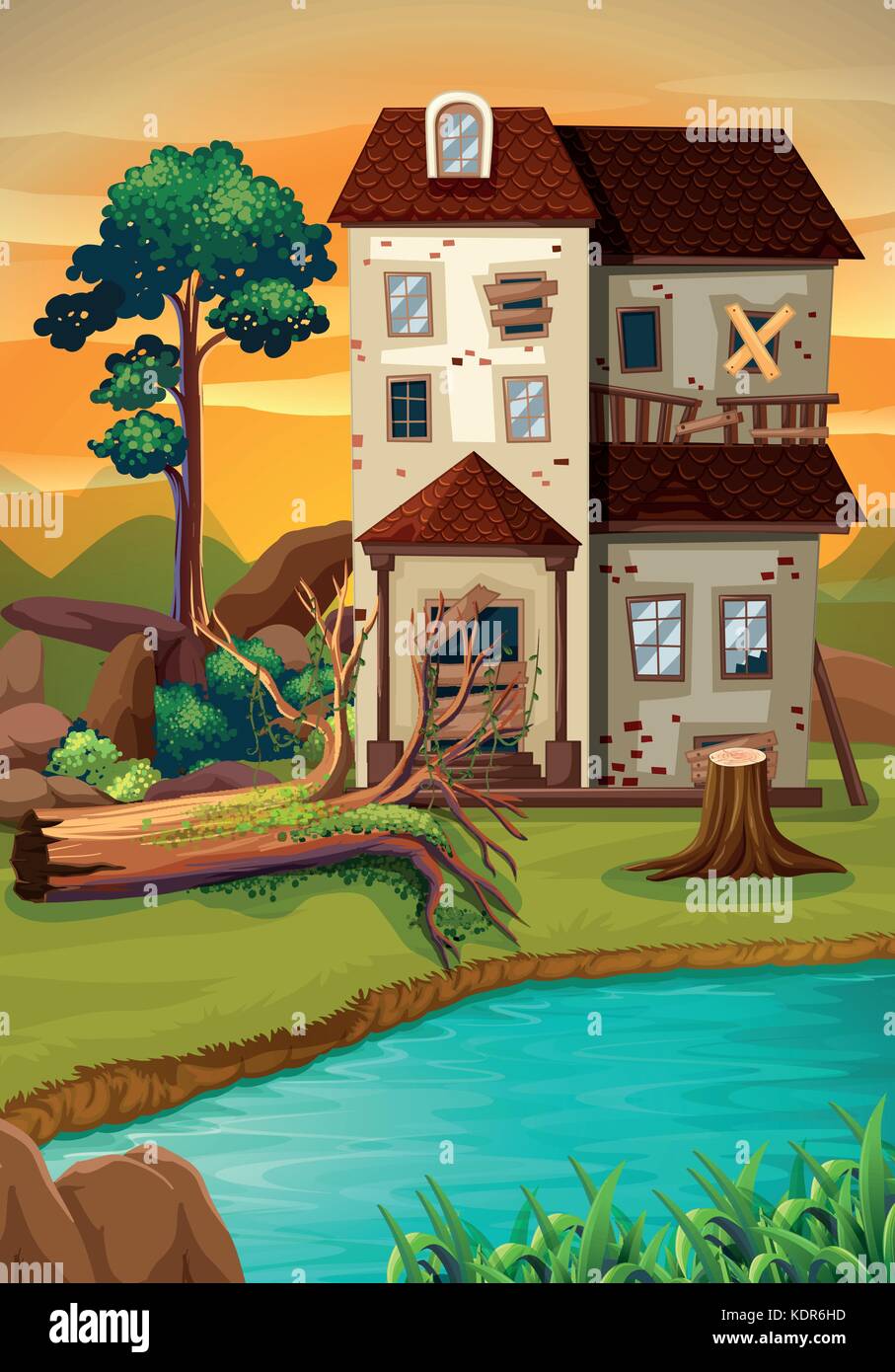 Old house ruined building Stock Vector Images - Alamy