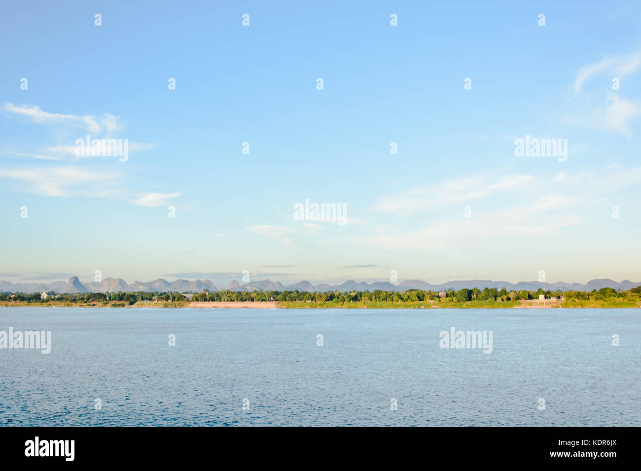 mekong river landscape with river and blue sky Stock Photo - Alamy