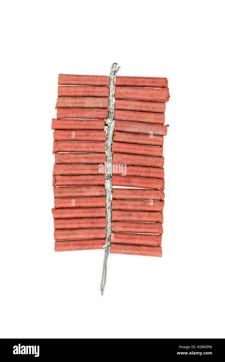 Red Firecrackers isolated on white background Stock Photo - Alamy