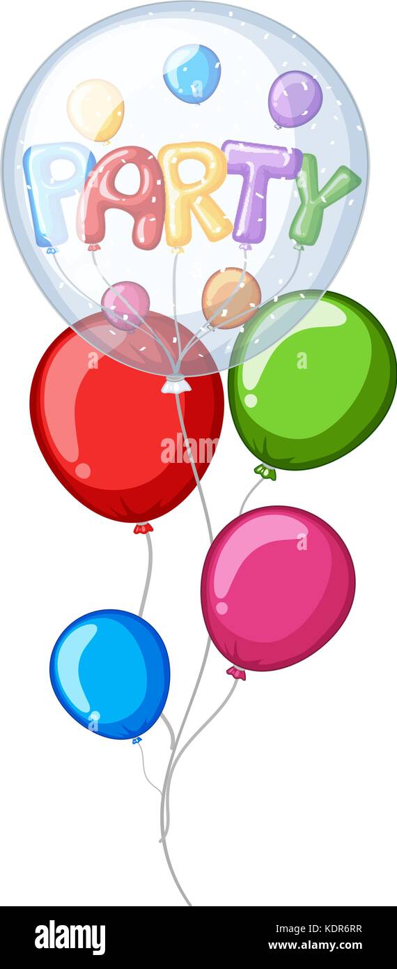 Colorful balloons with word party illustration Stock Vector Image & Art ...
