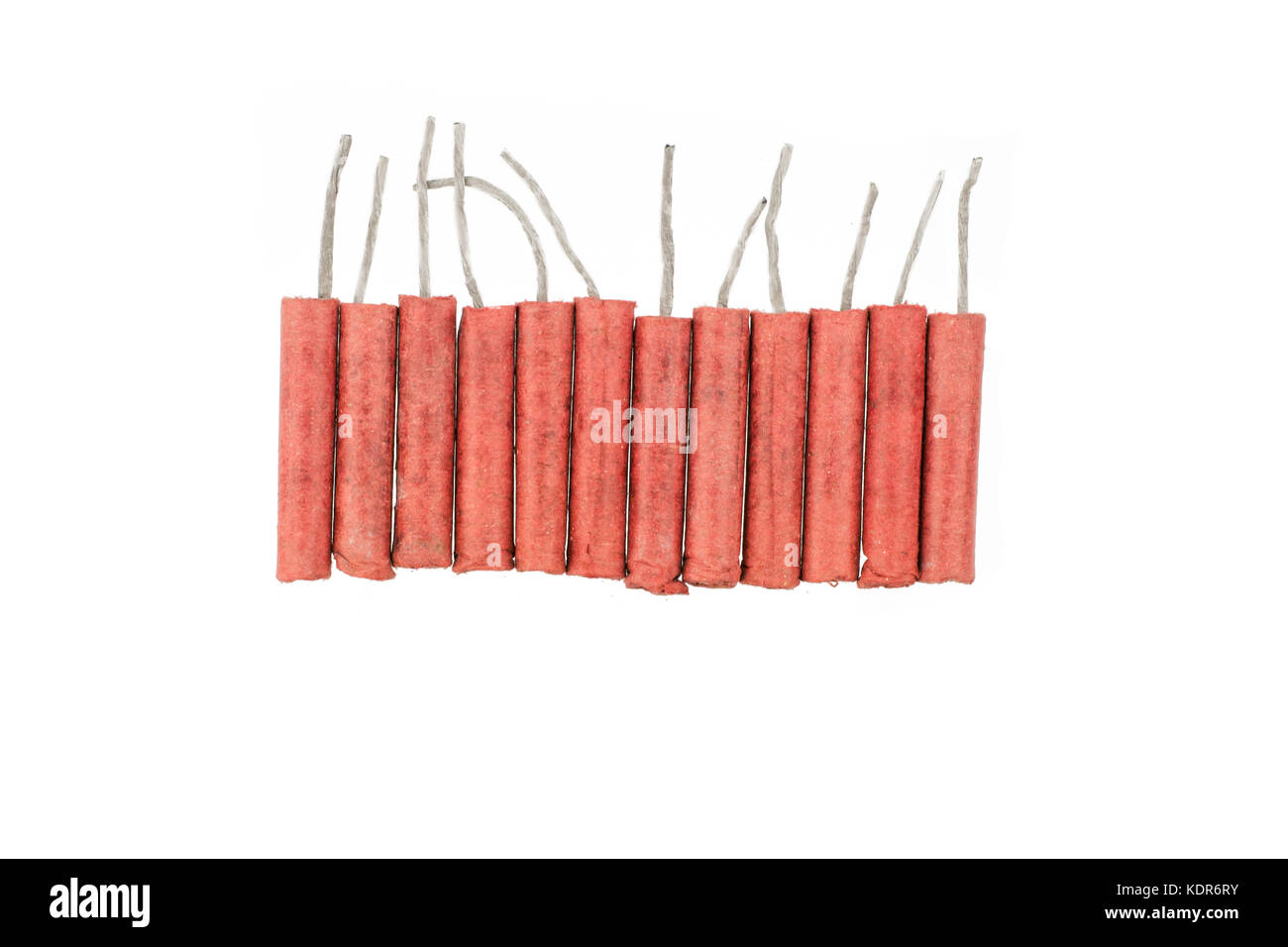 Red Firecrackers isolated on white background Stock Photo - Alamy