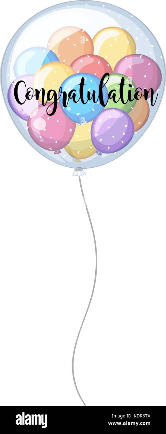 Congratulation card with colorful balloons illustration Stock Vector ...