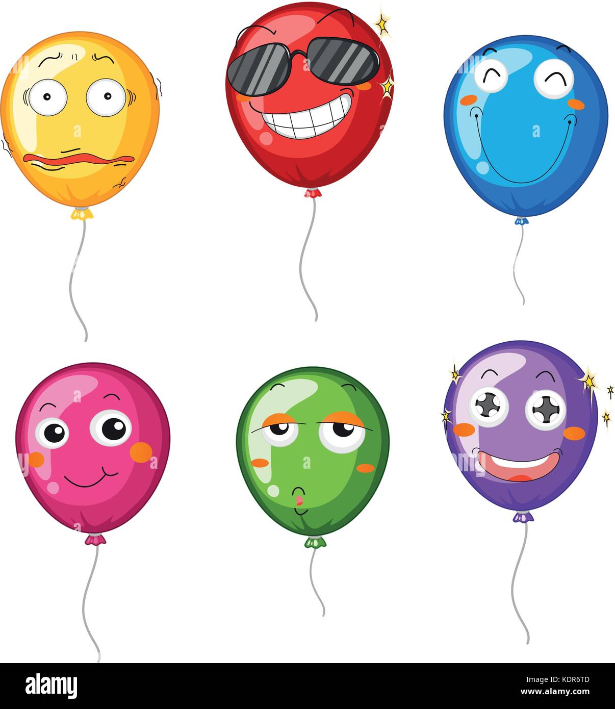 Colorful balloons with different facial emotions illustration Stock ...