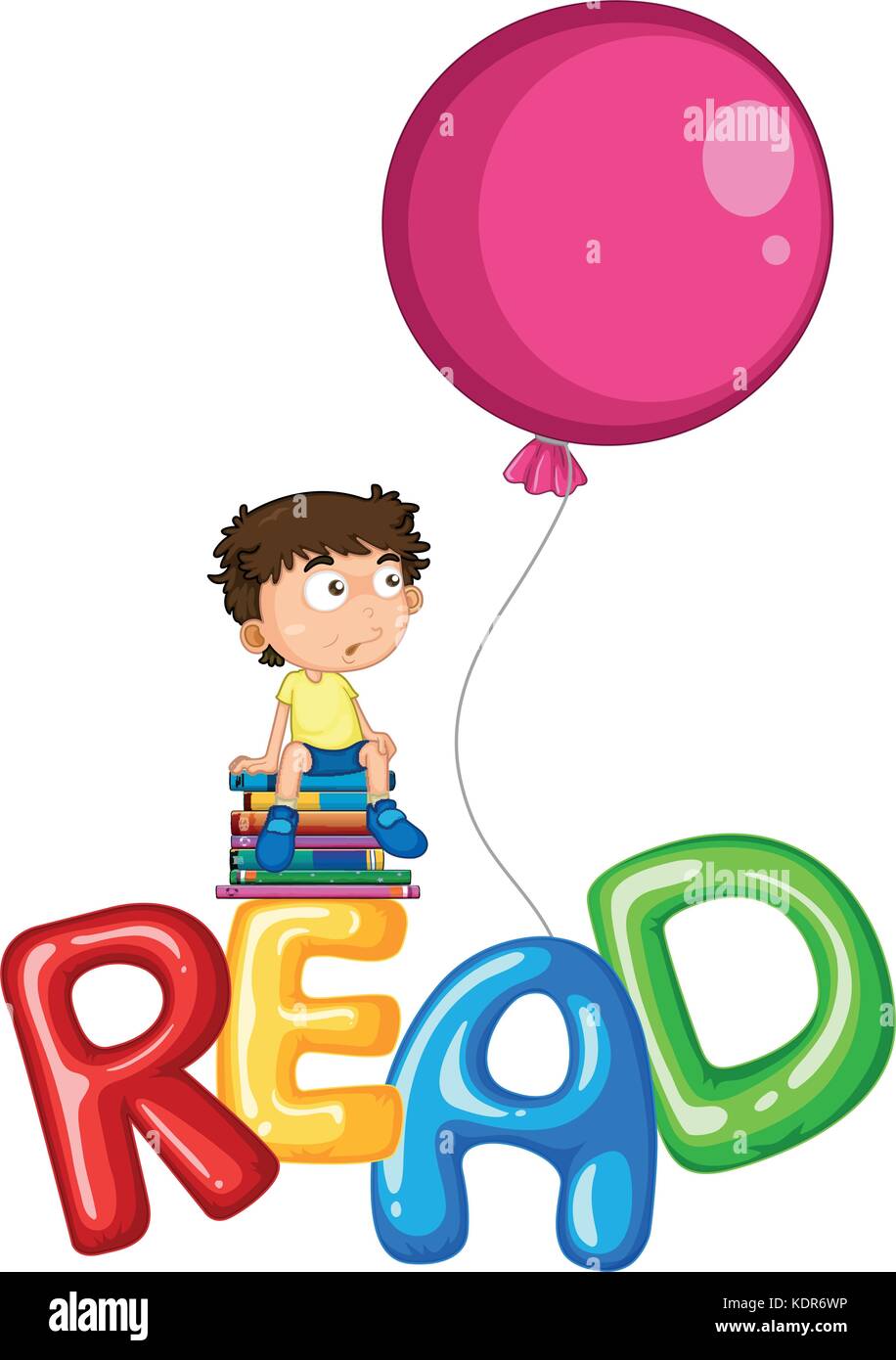 Boy and balloons for word read illustration Stock Vector Image & Art ...
