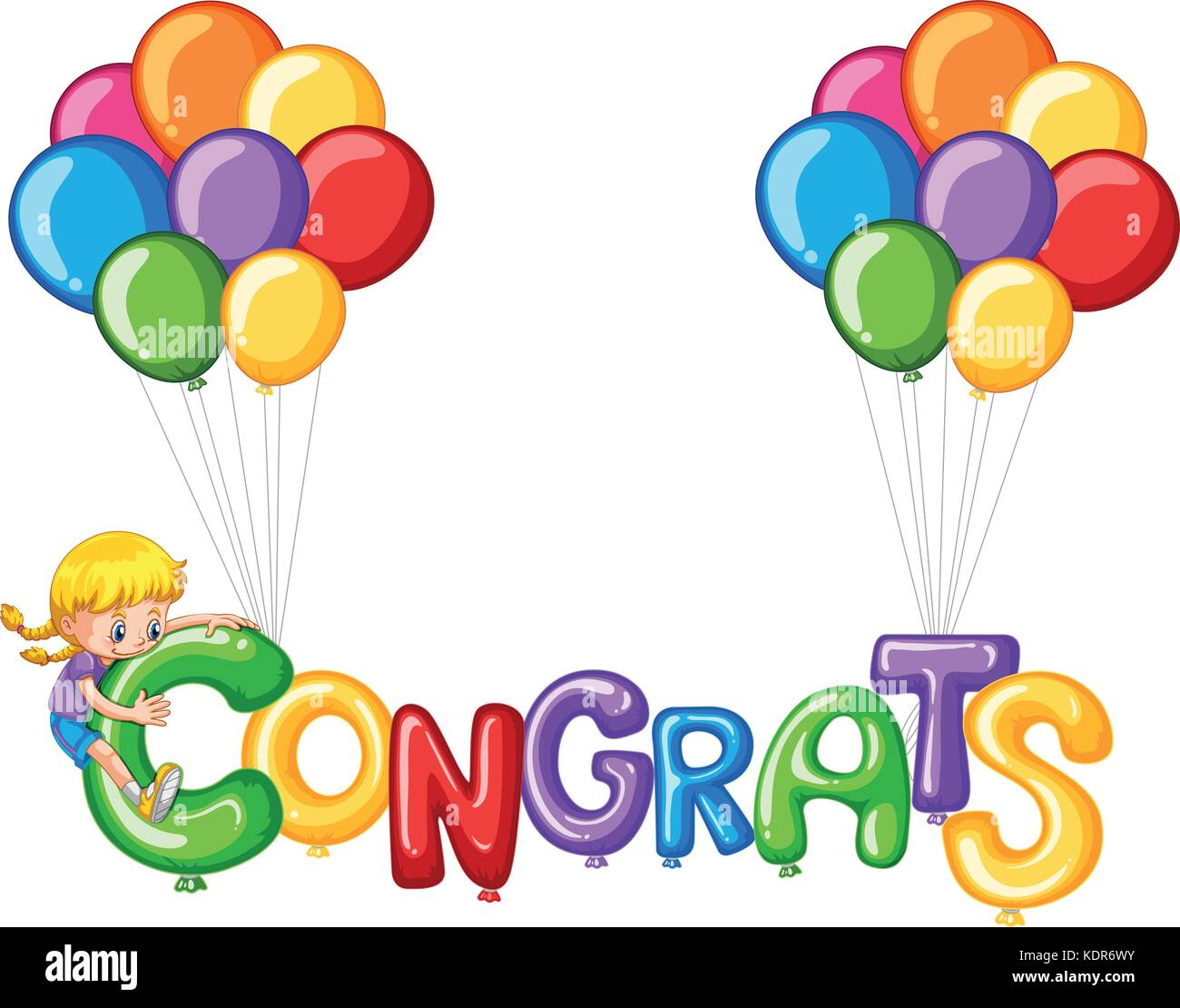 Colorful balloons with word congrats illustration Stock Vector Image ...