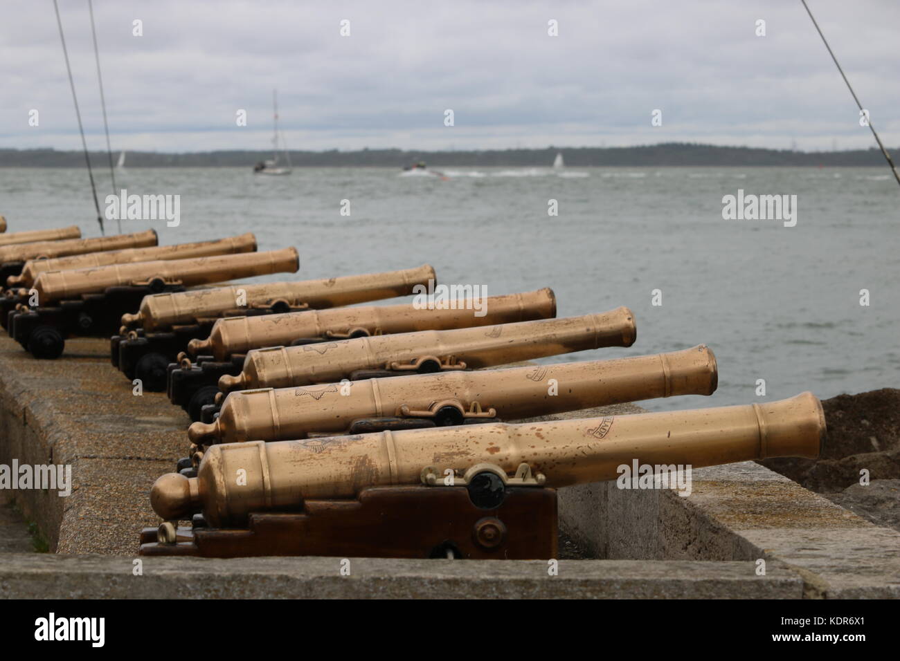 The battery of cannons used by the Royal Yacht Club at Cowes, Isle of ...