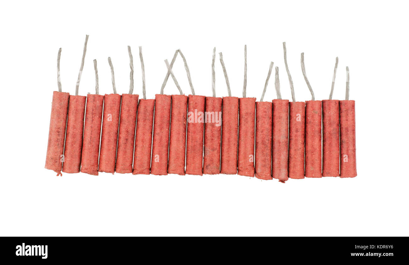 Red Firecrackers isolated on white background Stock Photo - Alamy
