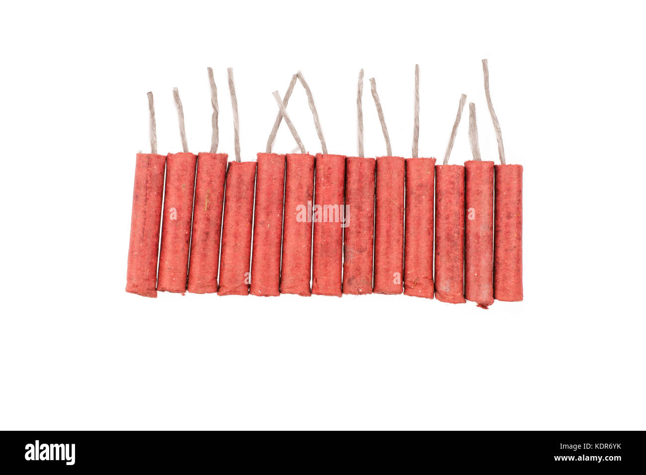 Red Firecrackers isolated on white background Stock Photo - Alamy