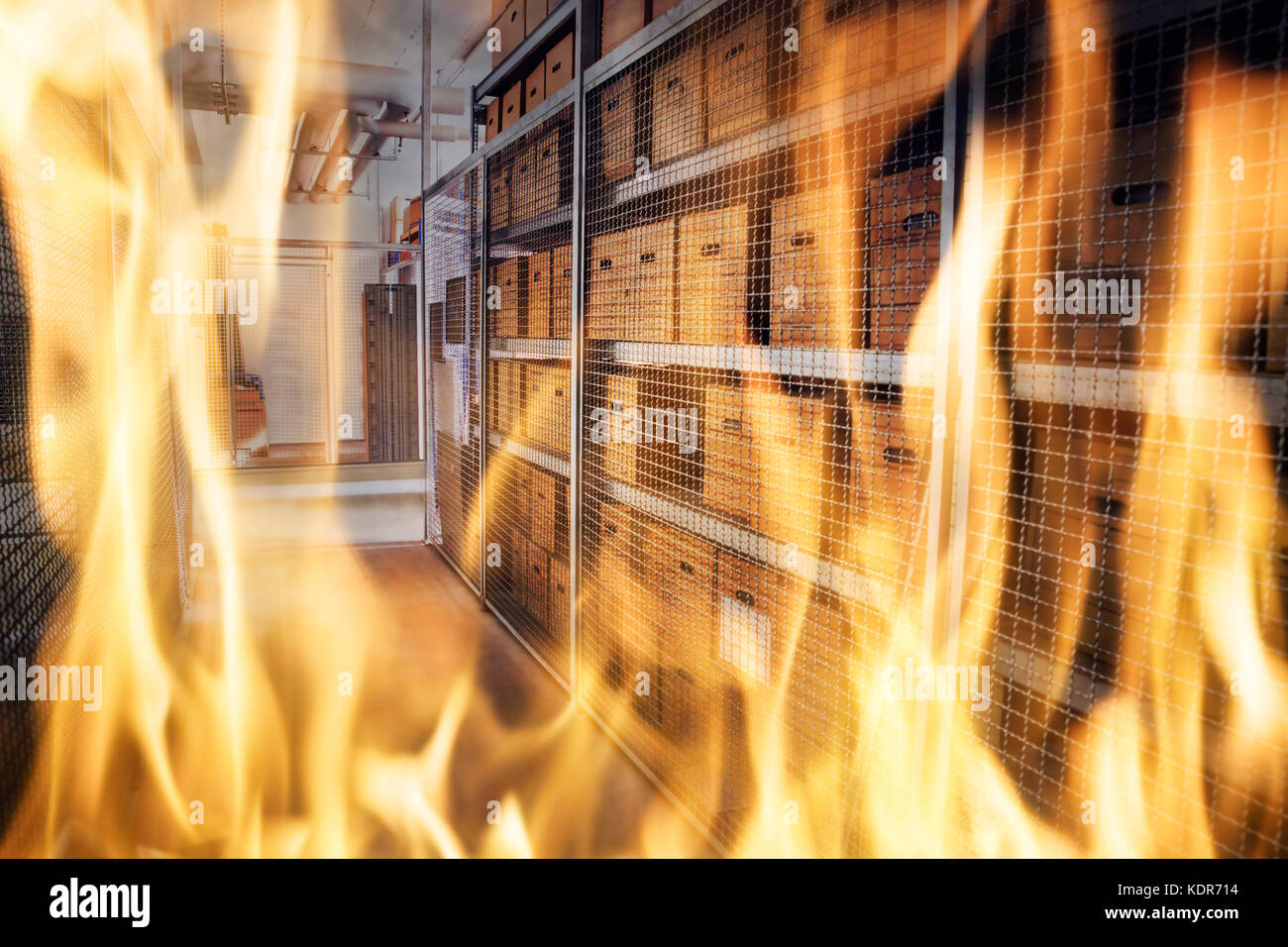 Close-up Of Fire Burning Inside The Storage Apartment Of Building Stock ...