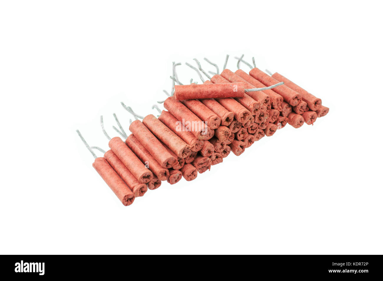 Red Firecrackers isolated on white background Stock Photo - Alamy