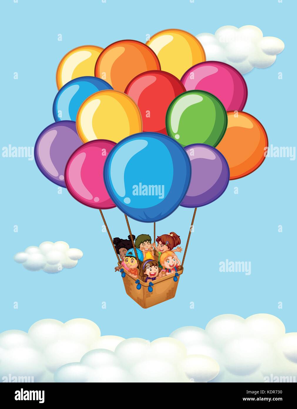 Happy children riding on balloons illustration Stock Vector Image & Art ...