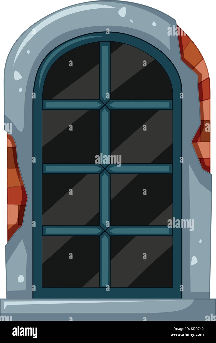 Old window with bricks frame illustration Stock Vector Image & Art - Alamy
