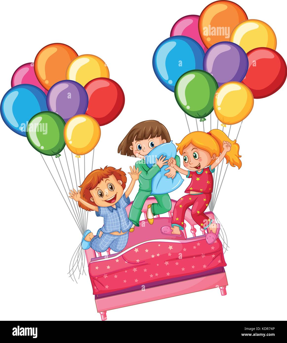 Three Girls At Slumber Party Illustration Stock Vector Image And Art Alamy