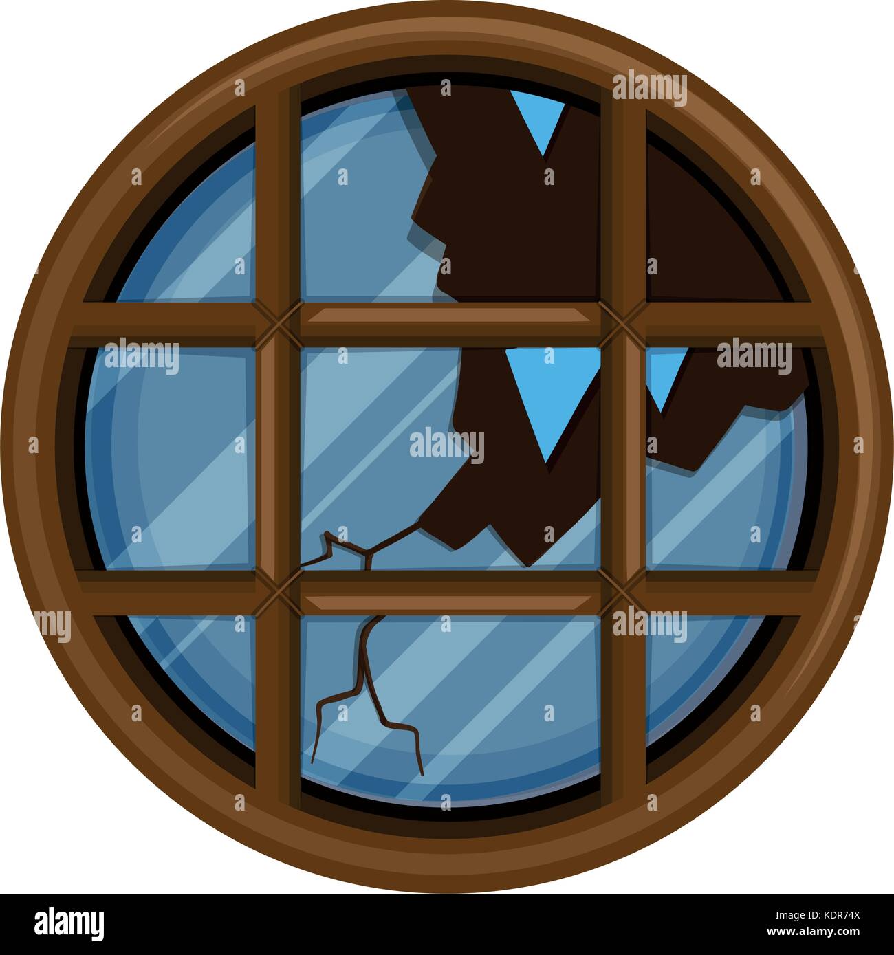 Round window with broken glass illustration Stock Vector Image & Art ...