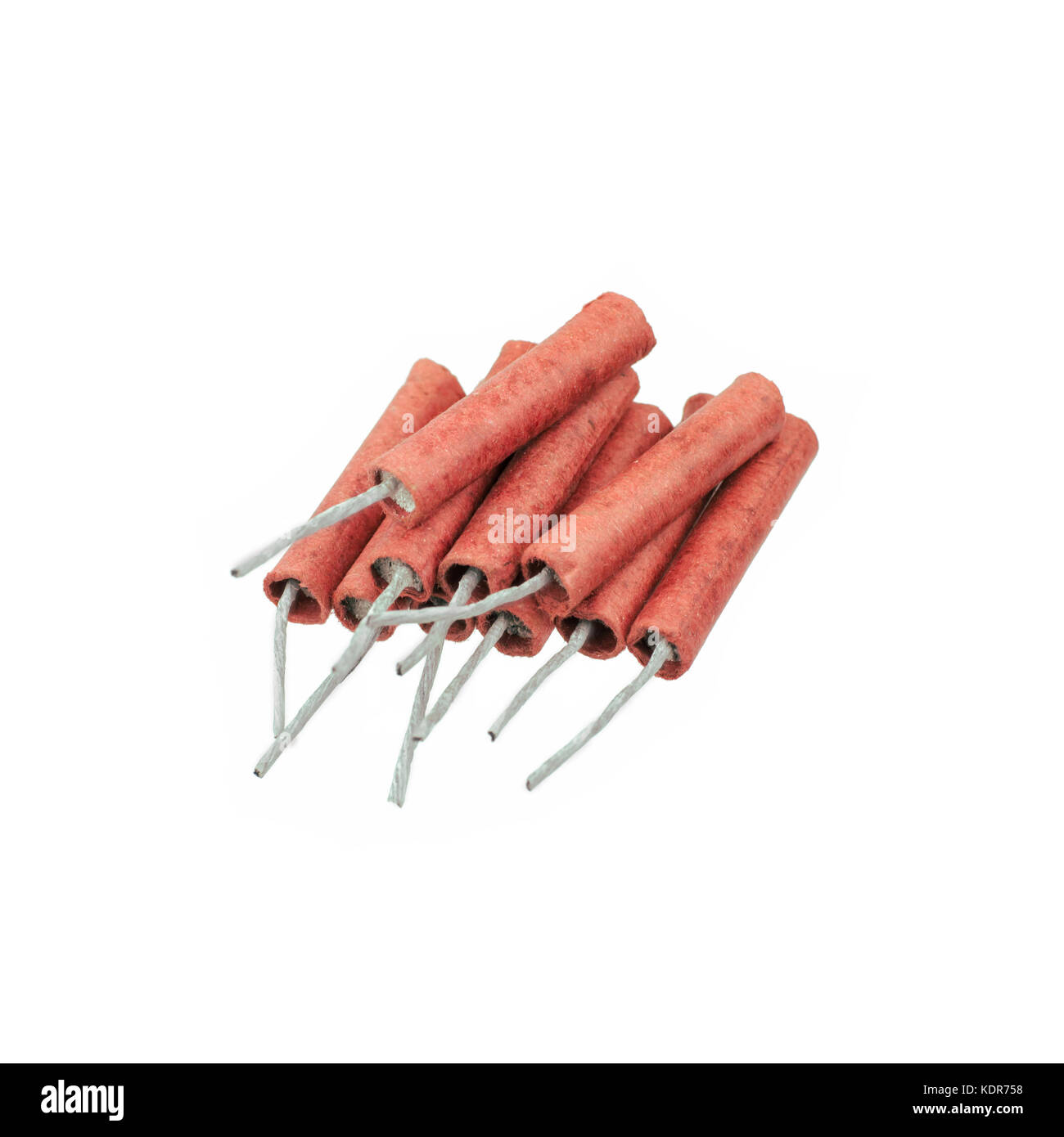 Red Firecrackers isolated on white background Stock Photo - Alamy
