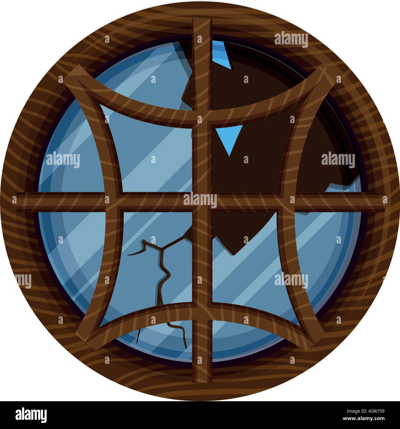 Round window with broken glass illustration Stock Vector Image & Art ...