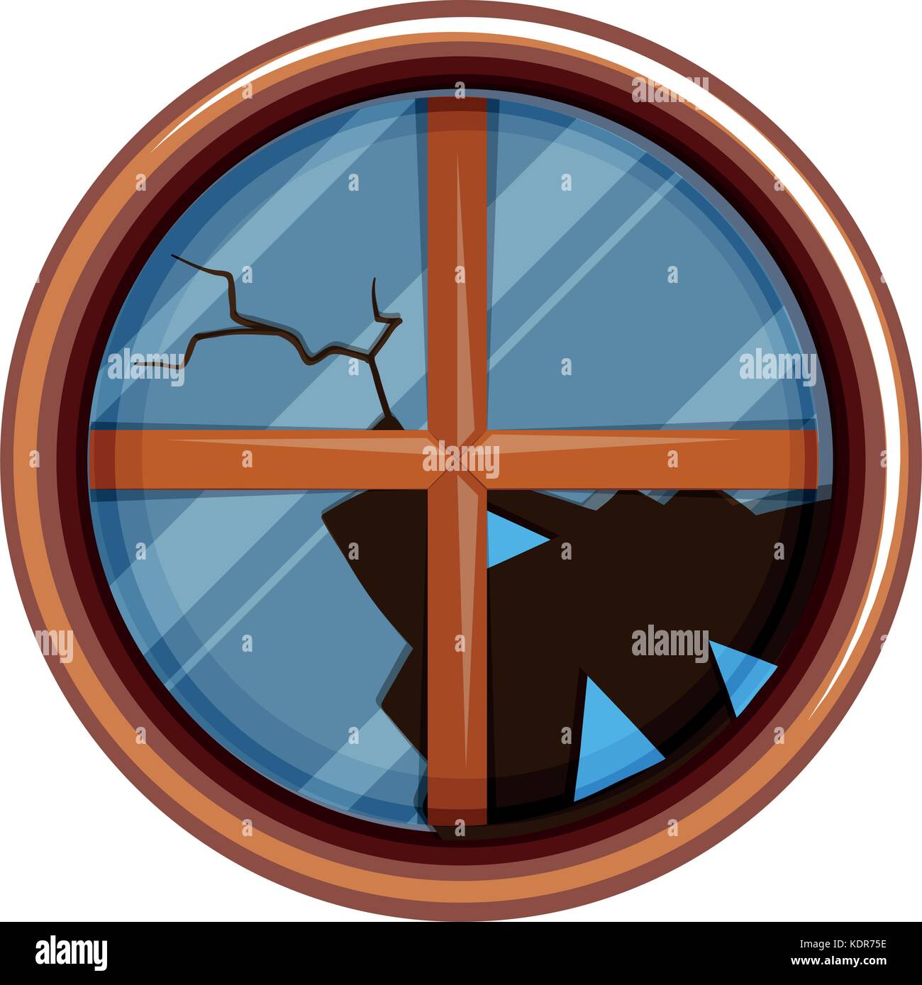 Round window with broken glass illustration Stock Vector Image & Art ...
