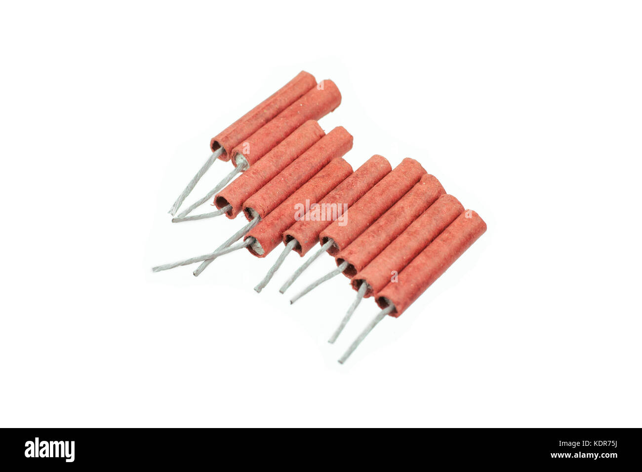 Red Firecrackers isolated on white background Stock Photo - Alamy