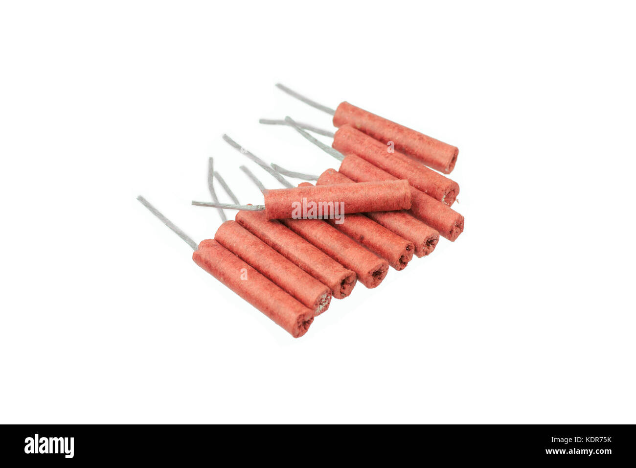 Red Firecrackers isolated on white background Stock Photo - Alamy