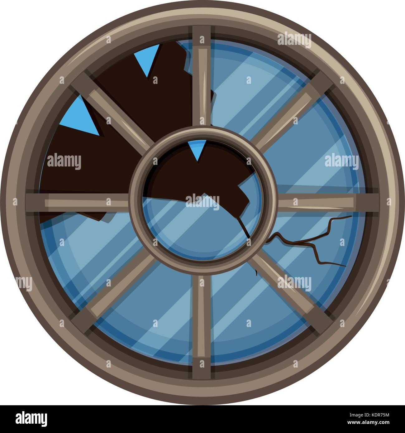 Round window with broken glass illustration Stock Vector Image & Art ...