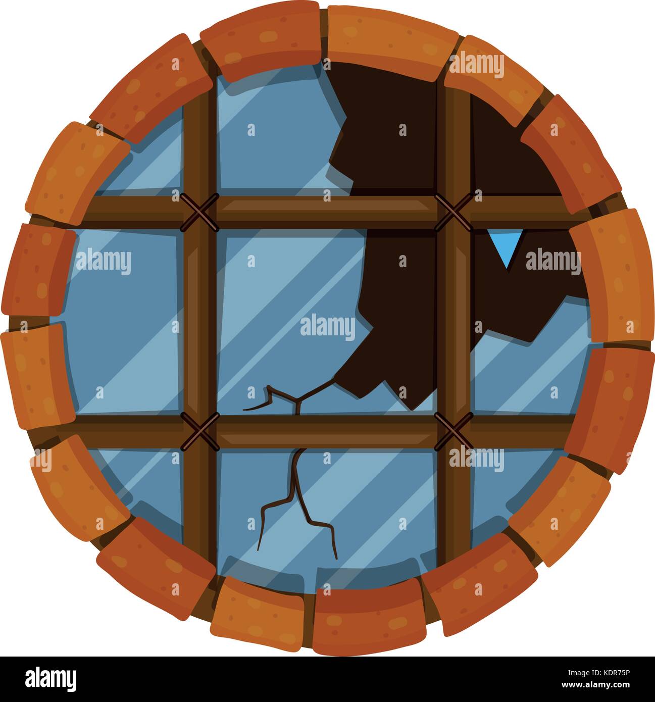 Round window with broken glass illustration Stock Vector Image & Art ...