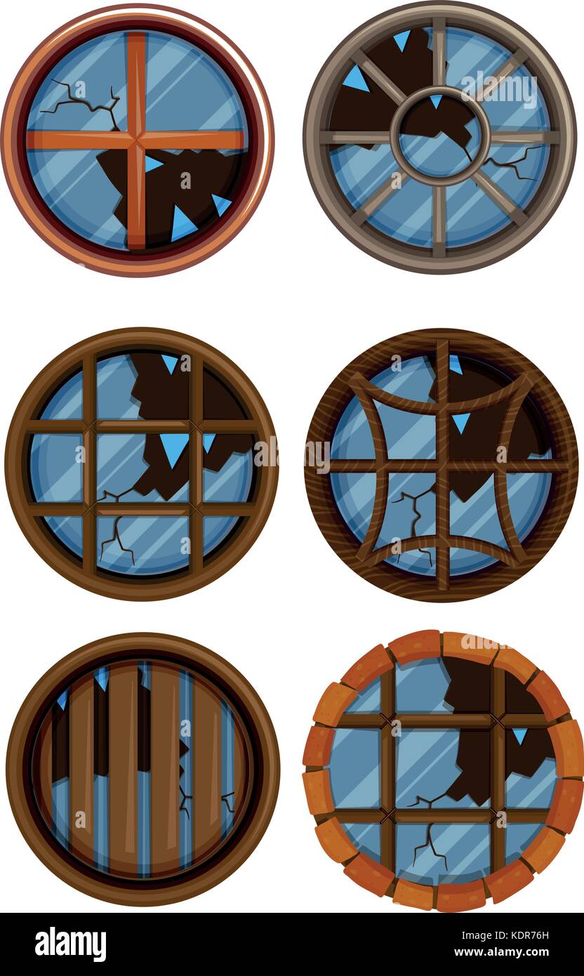 Round windows with broken glass illustration Stock Vector Image & Art ...