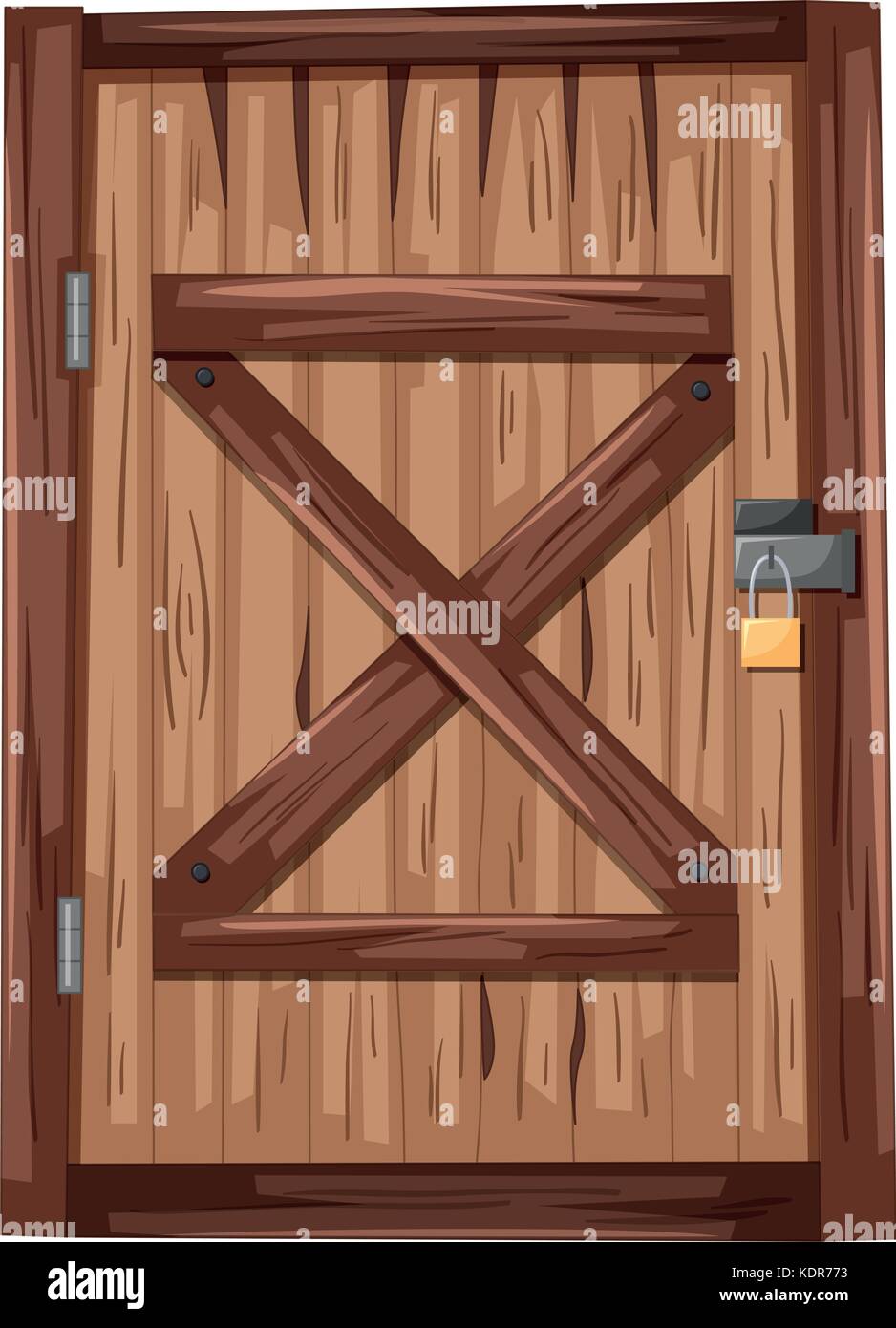 Wooden door with padlock illustration Stock Vector Image & Art - Alamy