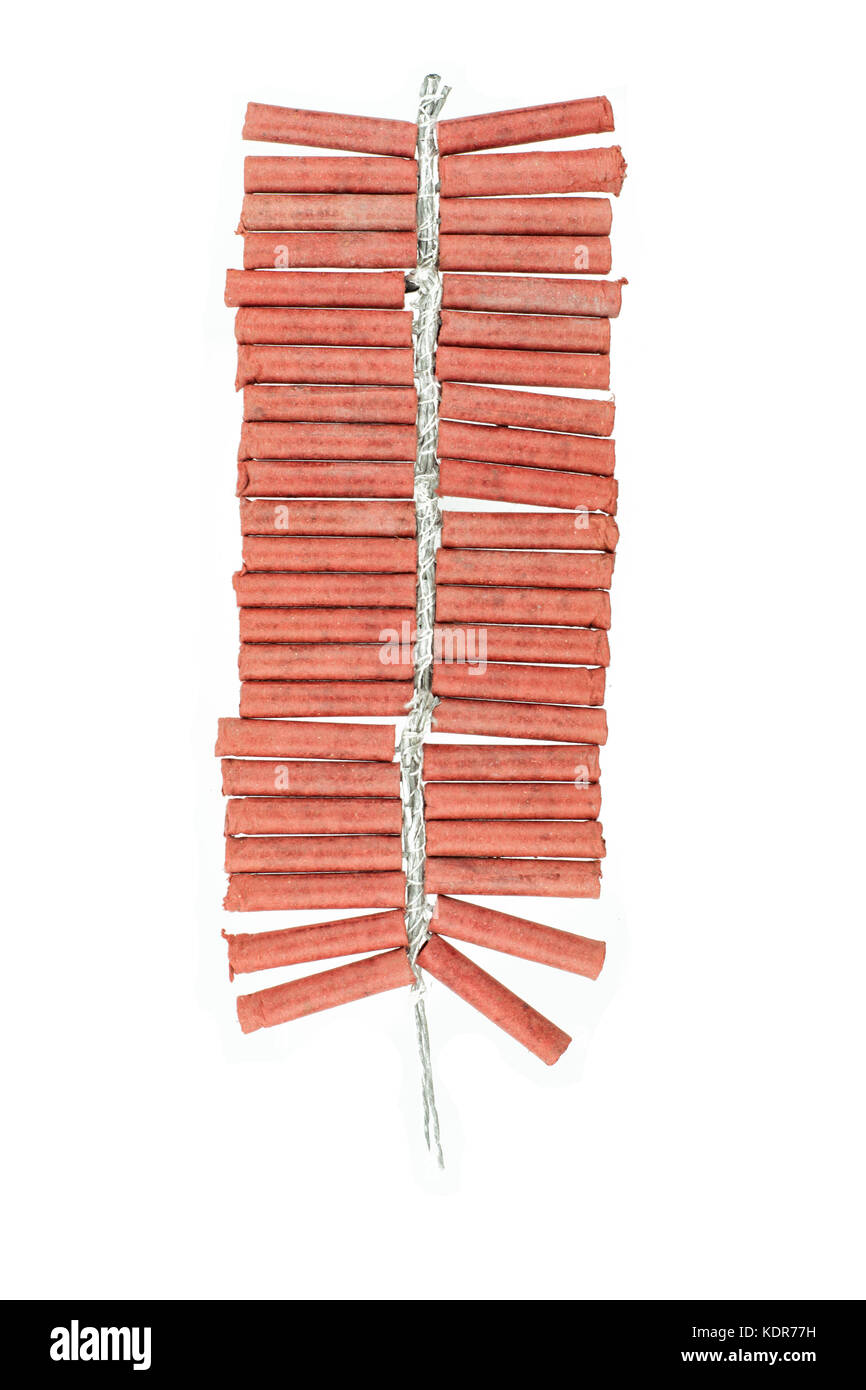 Red Firecrackers isolated on white background Stock Photo - Alamy