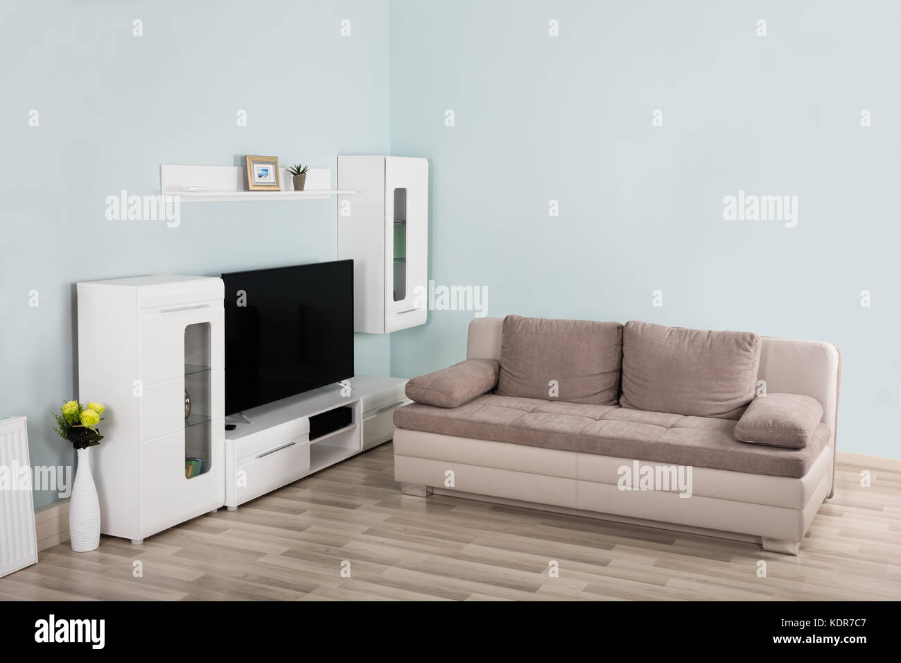 Interior Of Modern Empty Living Room With Sofa And Television In House ...