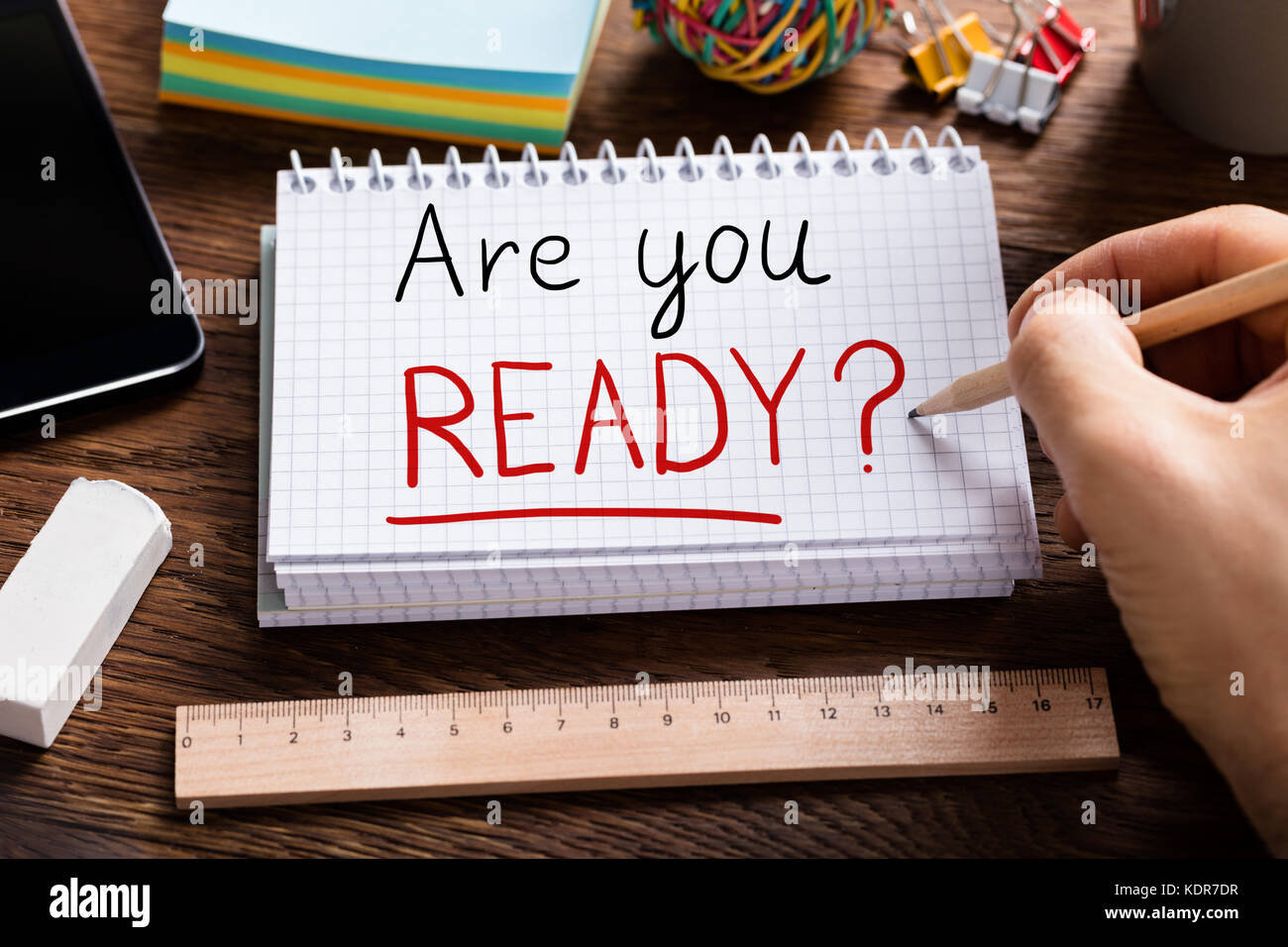 Are You Ready Text Written On Note Paper With Paper Clip Attached To It ...