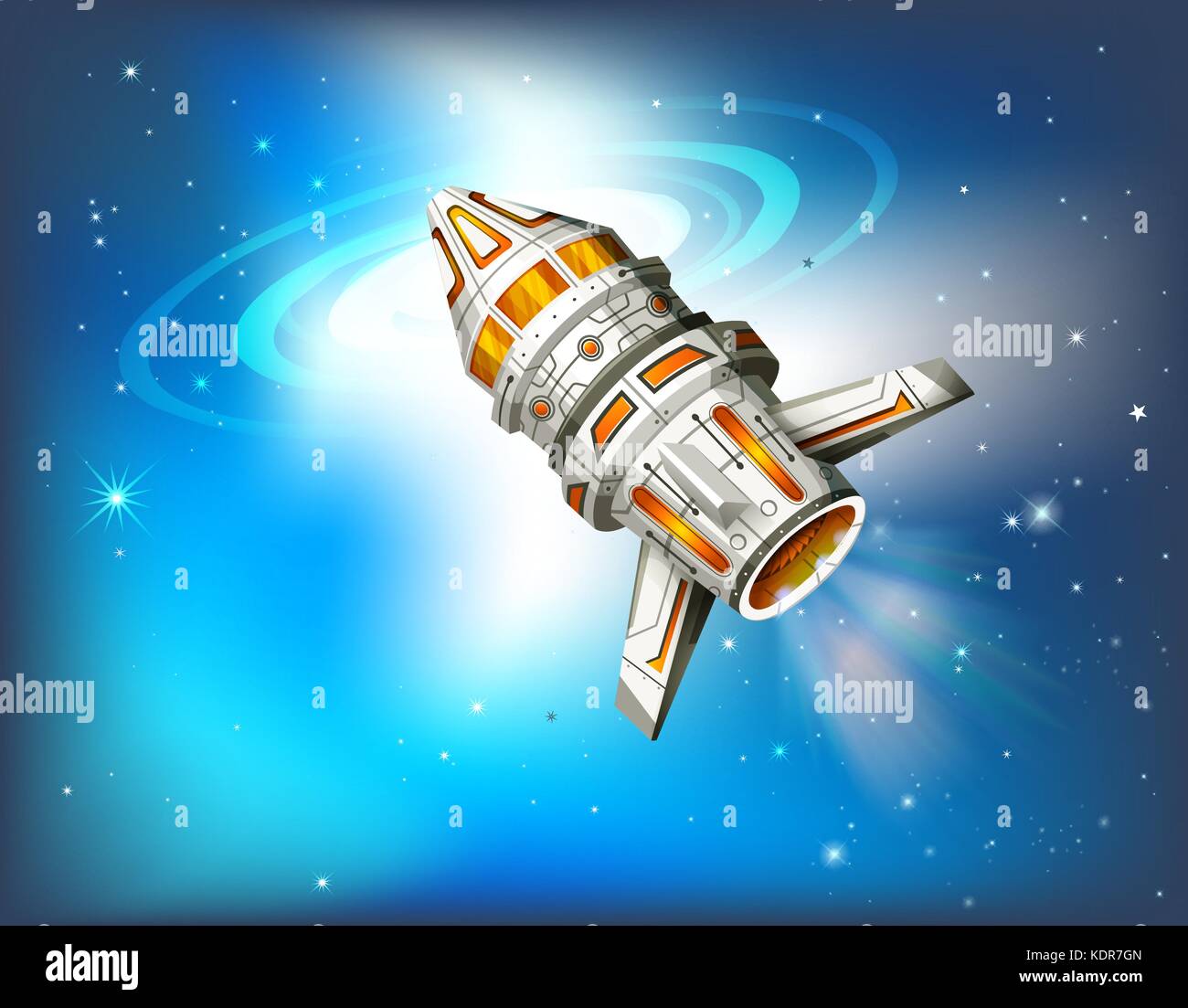 Spaceship flying in galaxy illustration Stock Vector Image & Art - Alamy